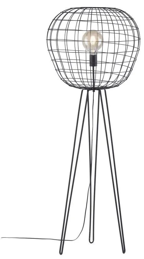 LD 15838-18 FABIO VÝPRODEJ VZORKU - Stojací lampa Retro design černá 140cm E27 60W 230V - LEUCHTEN DIREKT