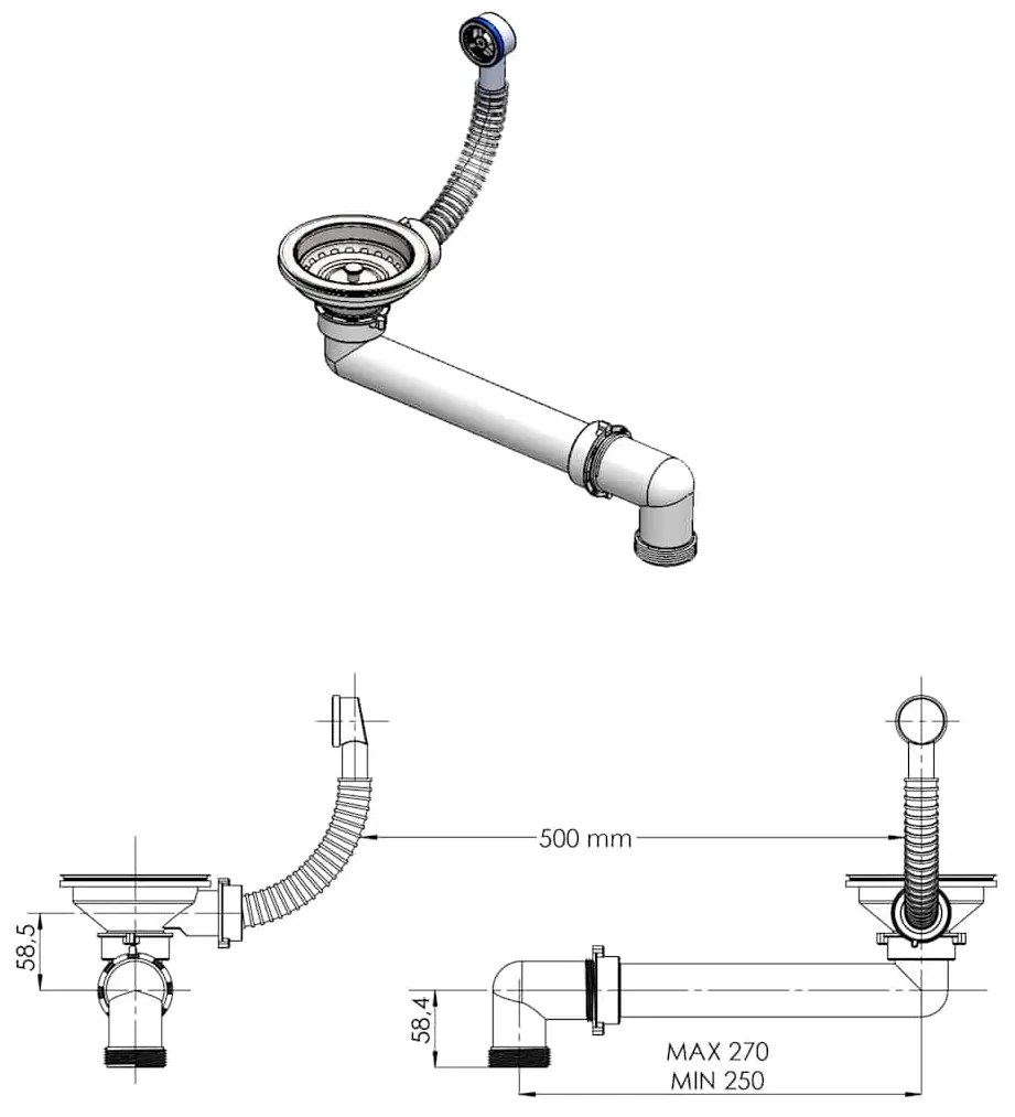 vidaXL Marketos Kuchyňský dřez single žulový šedý