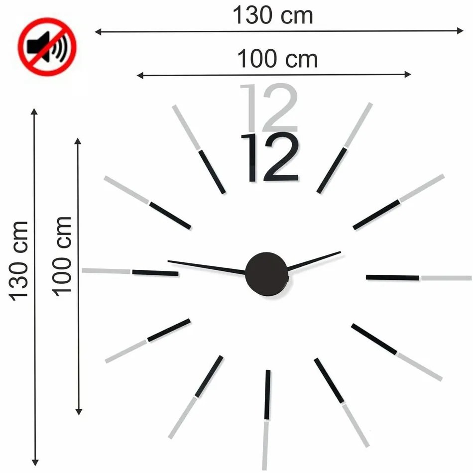 Flexistyle z540b - nalepovací hodiny s průměrem 100-130 cm