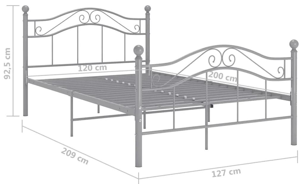 Rám postele šedý kov 120 x 200 cm,  324996 HangarStore.cz