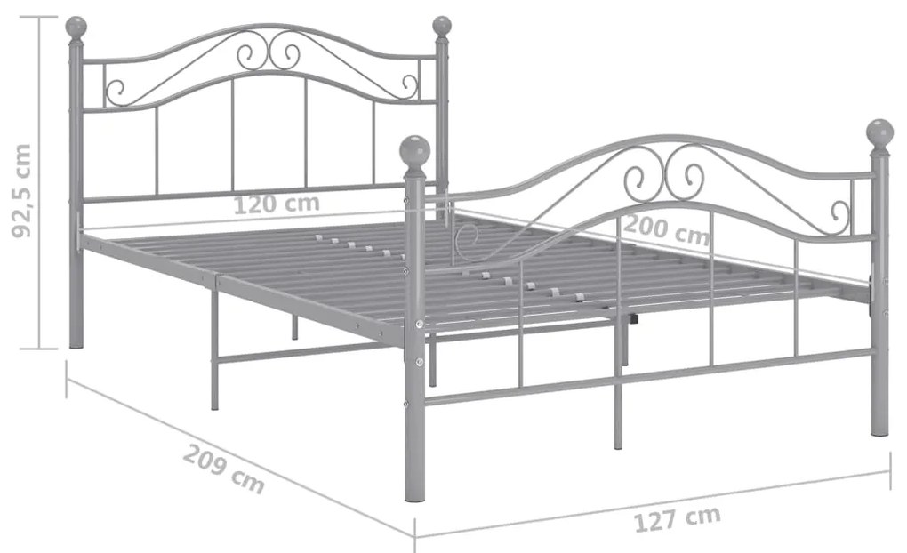 Rám postele šedý kov 120 x 200 cm,  324996