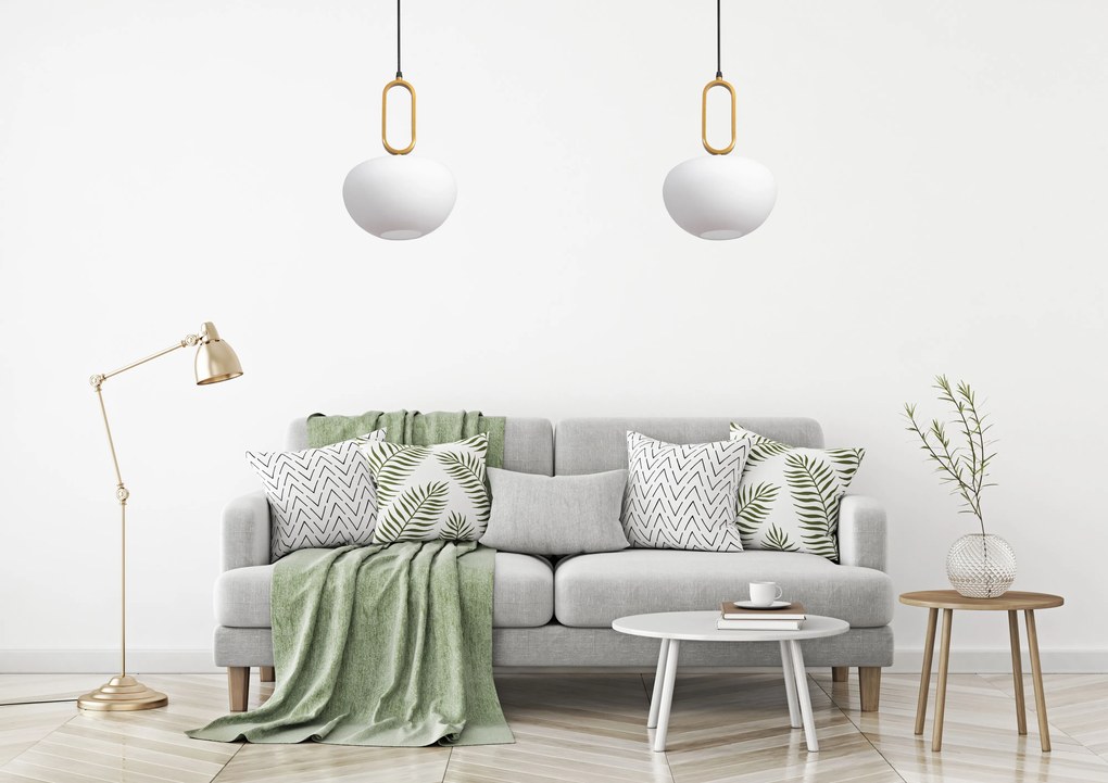 Toolight, závěsné svítidlo 1xE27 APP1074-1CP, zlatá-bílá, OSW-00679