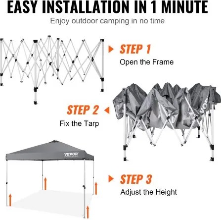Párty stan Pop Up Canopy 3,05 × 3,05 m s přenosnou taškou pro kempování tmavě šedá