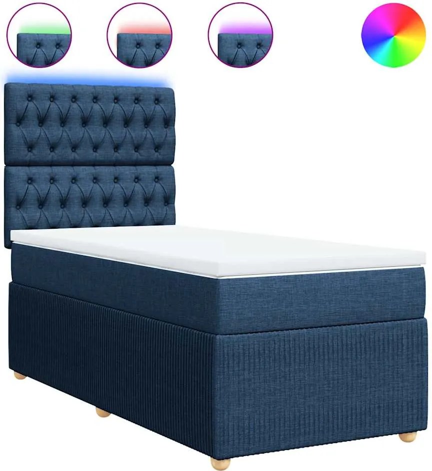 Box spring postel s matrací modrá 80x200 cm textil 3294196