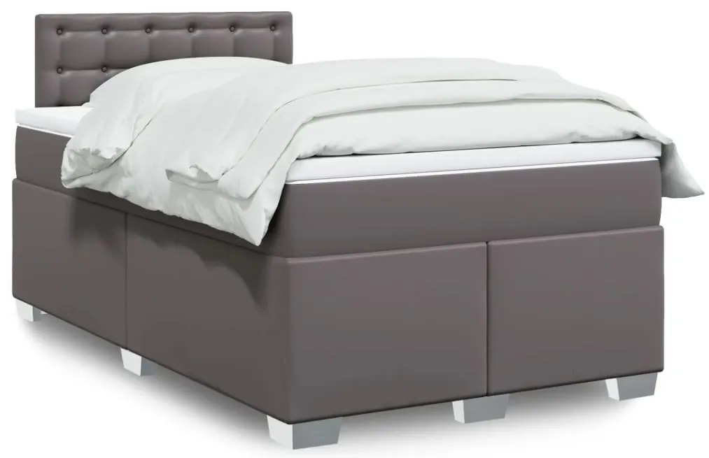 Box spring postel s matrací šedá 120x190 cm umělá kůže