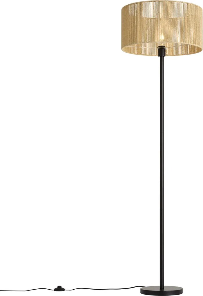 Simplo Floor Lamp: Black Frame with Beige Paper Rope Shade (50/50/25)