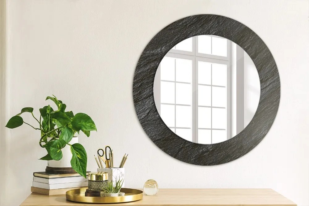 Kulaté dekorativní zrcadlo Černý kámen fi 50 cm