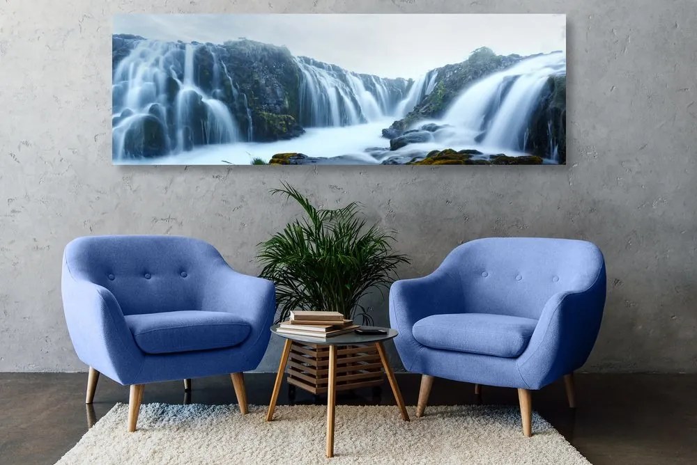 Obraz vznešené vodopády - 120x40 cm