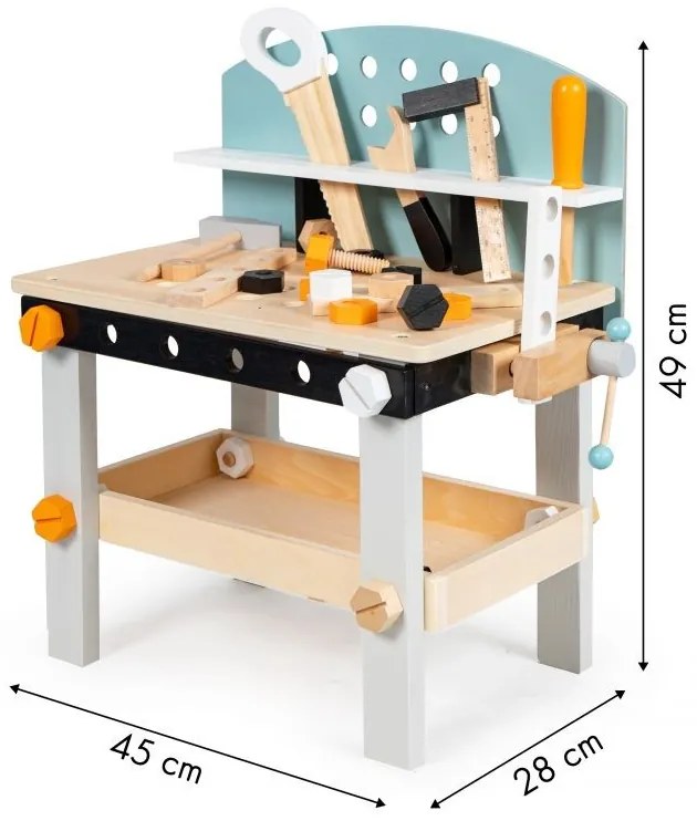 Dřevěná dílna pro děti 32 prvků ECOTOYS