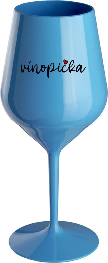 VÍNOPIČKA - modrá nerozbitná sklenice na víno 470 ml