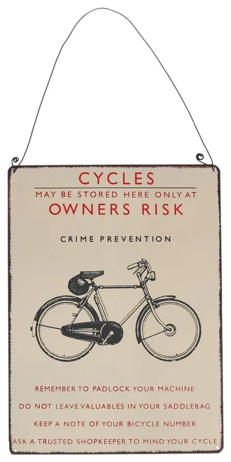Nástěnná cedule retro jízdní kolo Rex London Bicycle, 17 x 23 cm