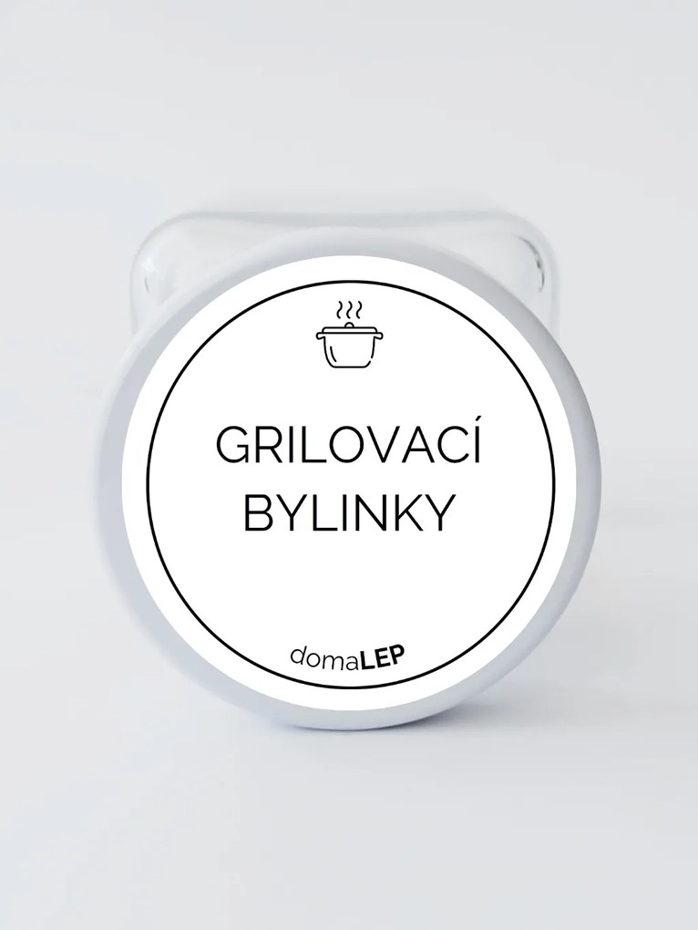 Samolepka na kořenky GRILOVACÍ BYLINKY bílá 5 cm základní písmo