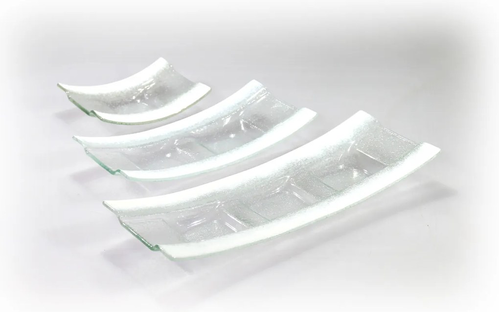 BDK-GLASS Skleněný svícen BOAT s bílým okrajem Rozměr: 12x32cm
