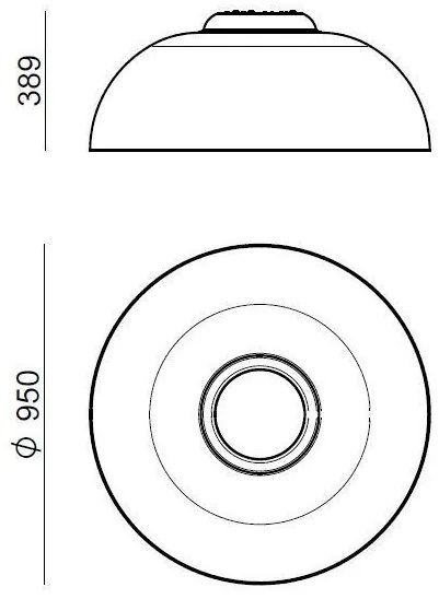 Stilnovo Demì, designové stropní svítidlo, 55W LED 2700K stmívatelné DALI, prům. 95cm