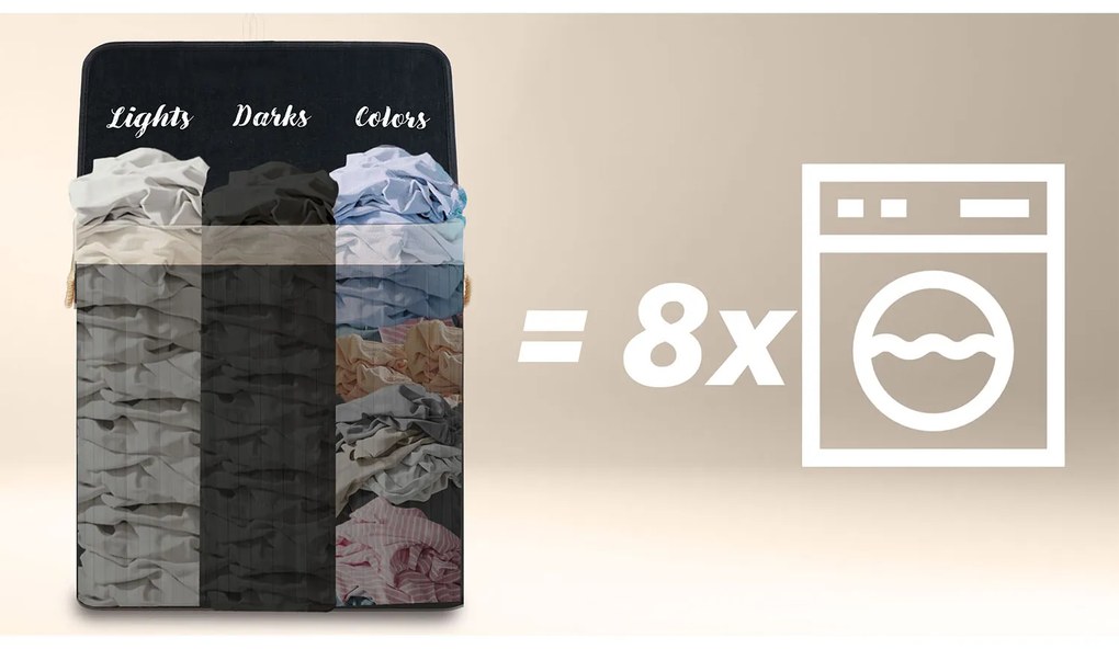 Bambusový koš na prádlo s víkem 150 l ekologický a moderní design Massido