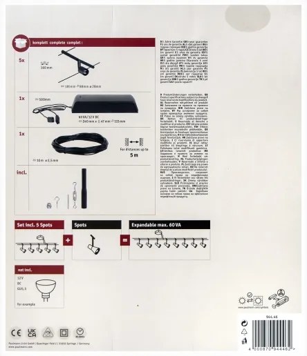 Paulmann 94446 - SADA 5xGU5,3/10W Bodové svítidlo SALT 230V černá