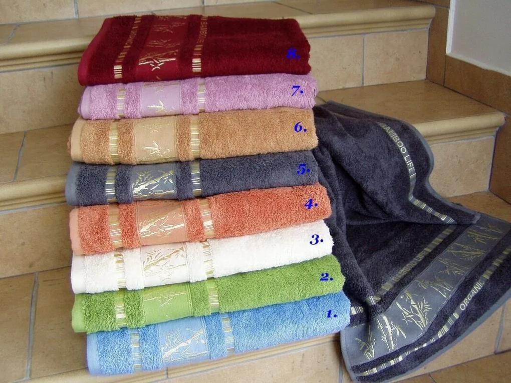 Luxusní bambusové ručníky a osušky s vytkávanou bordurou Bambusový ručníky Bamboo - 8. bordó  50/90