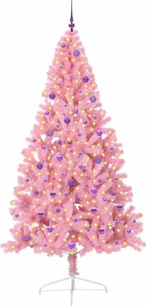Umělý osvětlený vánoční stromeček Růžová 240 cm PVC 3397108