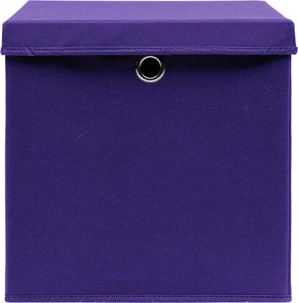 Úložné boxy s víky 10 ks 28 x 28 x 28 cm fialové 325214