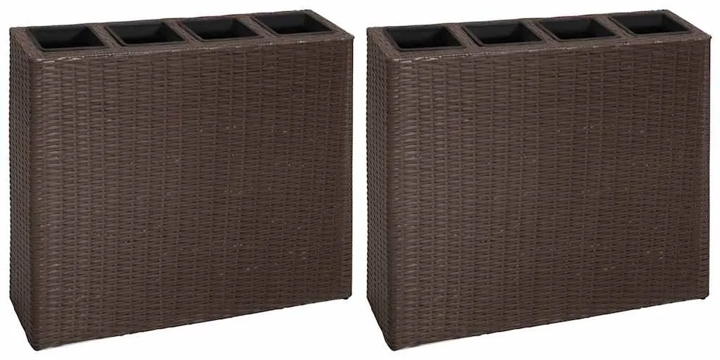 Zahradní vyvýšený záhon se 4 květináči 2 ks polyratan hnědý 279083