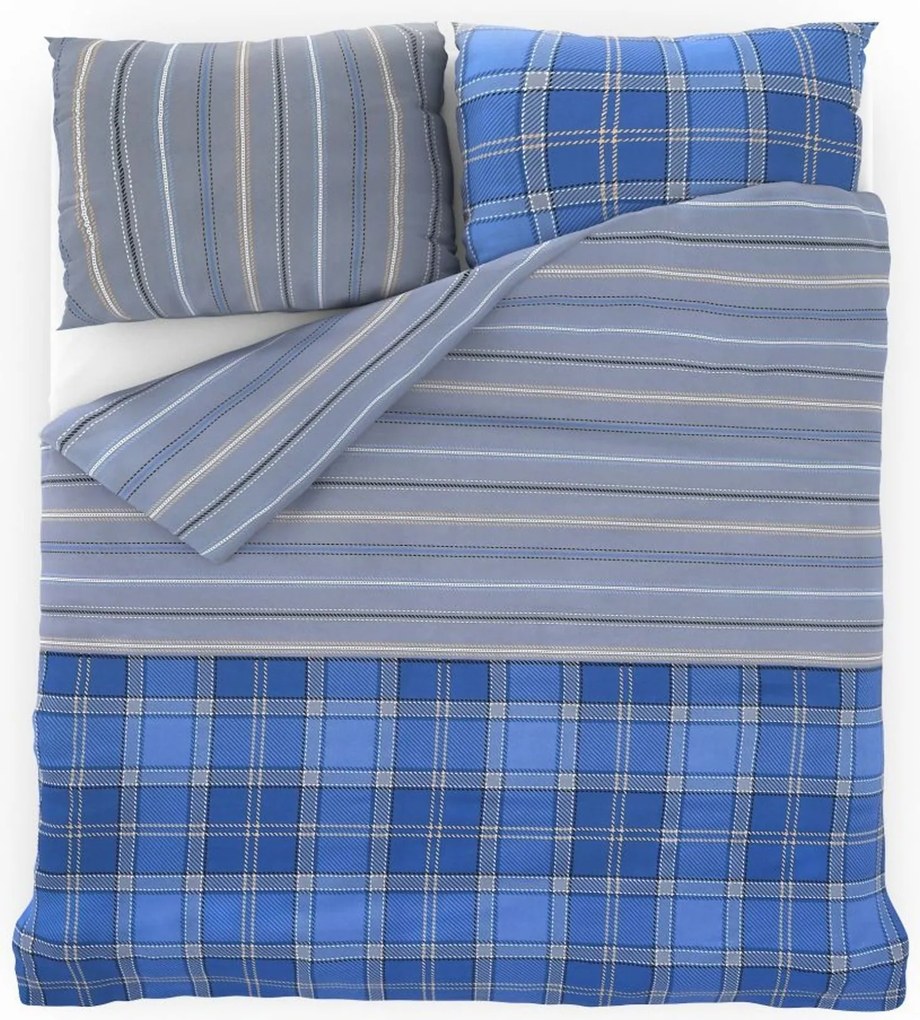 Bavlněné povlečení DELUX CAMPUS modré - 1x 240/220, 2x 70/90cm
