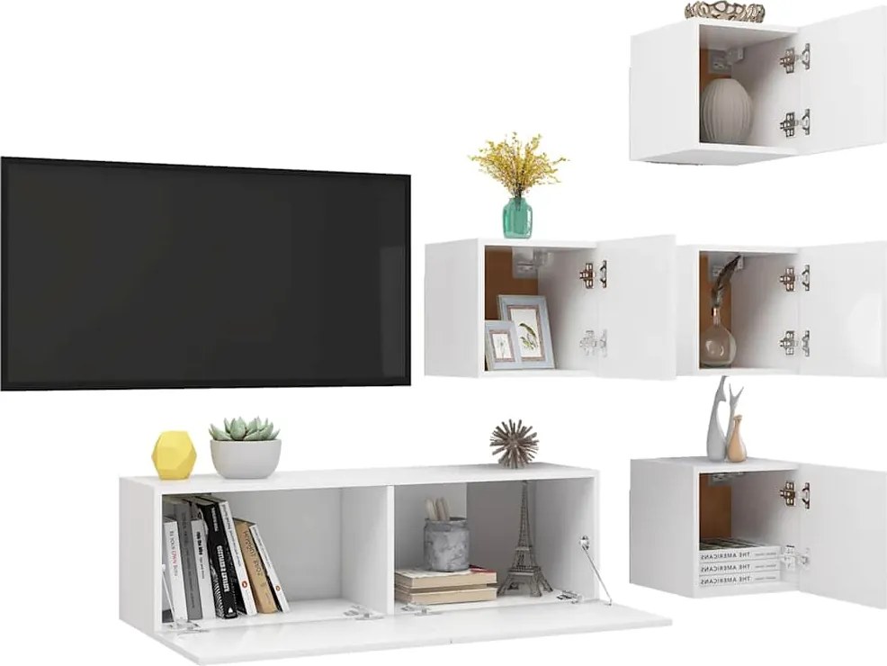 5dílný set TV skříněk bílý dřevotříska 3078722