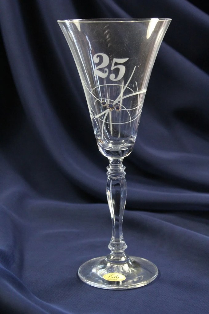 Výroční pohár na 25. narozeniny ŠAMPAŇSKÉ se swarovski krystaly