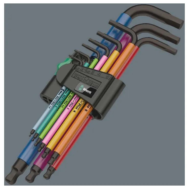 Wera 022669 Zástrčné klíče inbus 3950/9 Hex-Plus Multicolour Stainless 1, nerezová ocel (Sada 9 dílů)