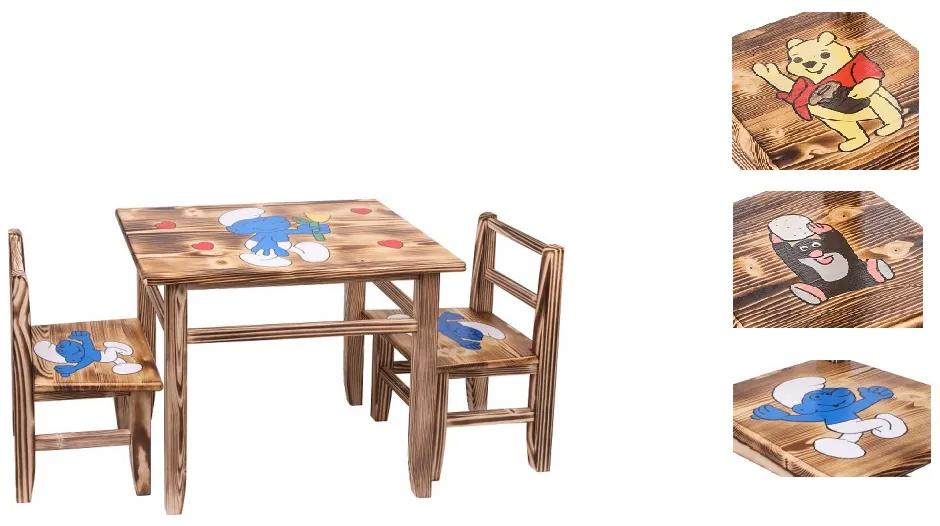 Dřevobox Dětský dřevěný stoleček s židličkami Vyberte motiv: Šmoula