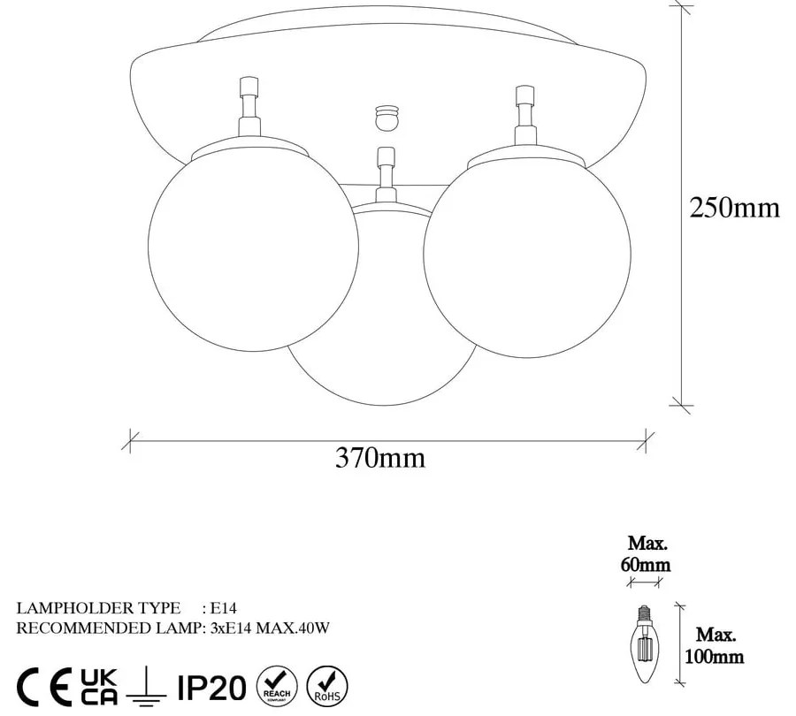 Stropní svítidlo ve zlaté barvě se skleněným stínidlem 37x44 cm Well – Opviq lights