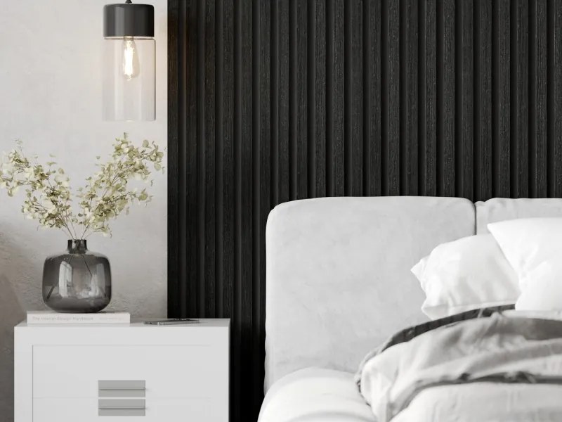 Mexen Lam-B, akustické stěnové lamely 275 × 30 cm, HDF deska 4 mm, technická dýha, dub černý stříbřitý, S100-275307-3015-025