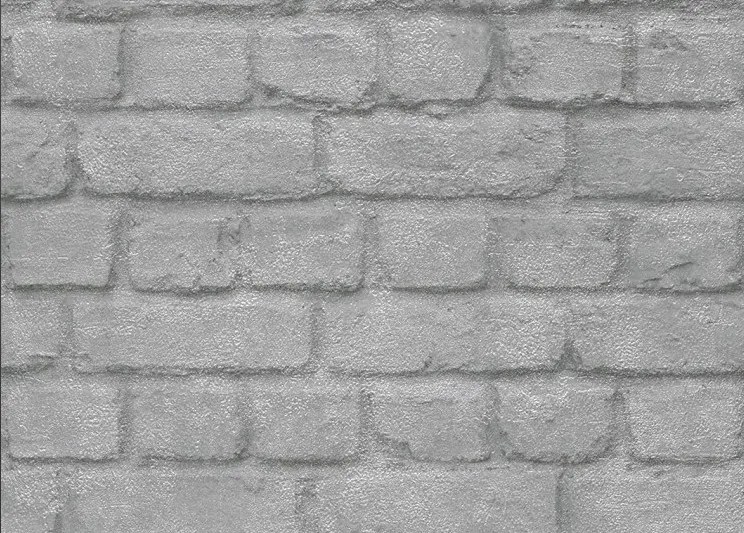 226751 Dětská papírová tapeta na zeď Kids´Club cihlová zeď stříbrná