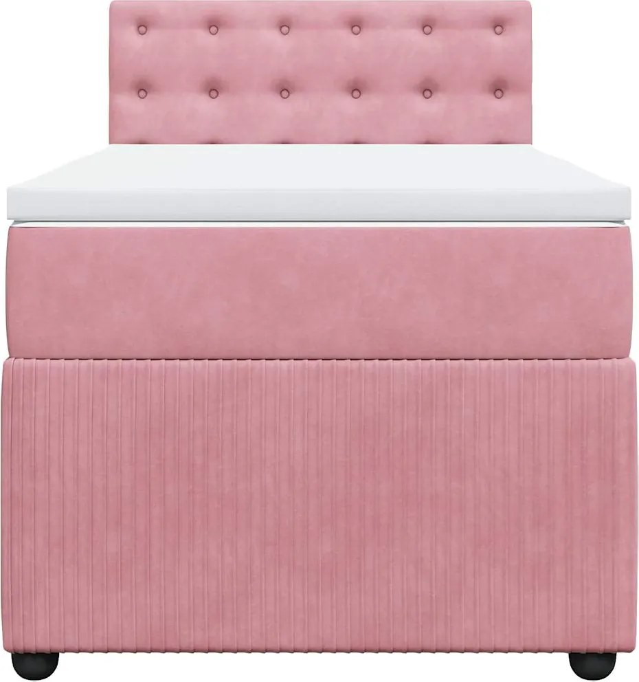 Box spring postel s matrací růžová 90x200 cm samet 3287643