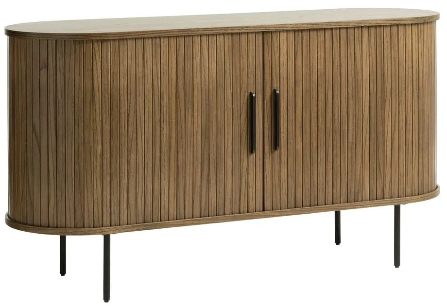 Hnědá nízká komoda v dekoru dubu 140x76 cm Nola – Unique Furniture