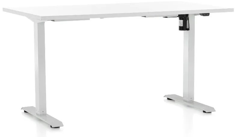 Výškově nastavitelný stůl OfficeTech A, 140 x 80 cm - bílá podnož Barva: Buk