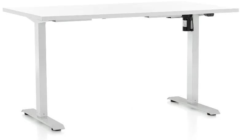 Výškově nastavitelný stůl OfficeTech A, 140 x 80 cm - bílá podnož Barva: Třešeň