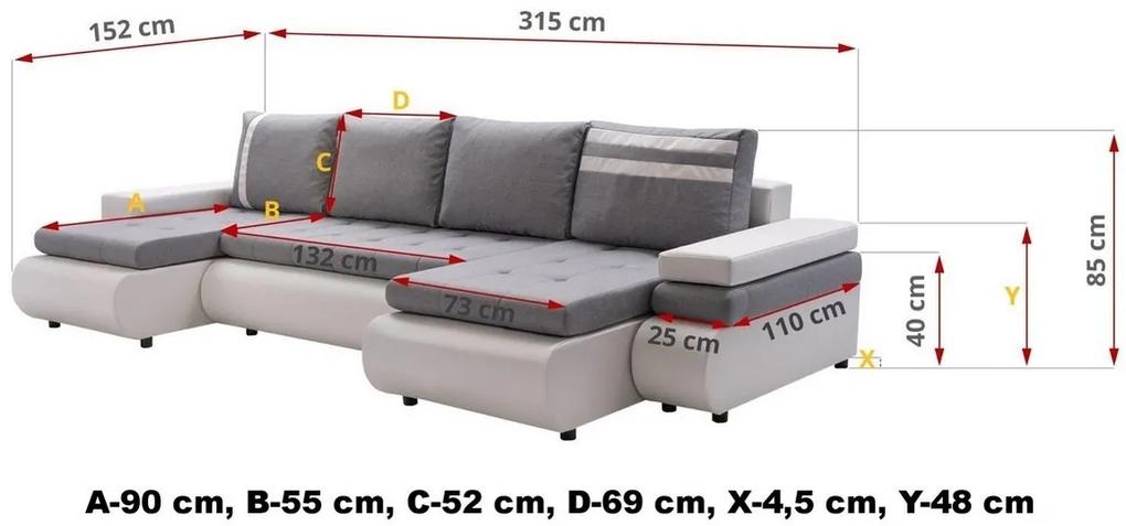 Casarredo - Komfort nábytek Rozkládací sedací souprava do U MELCHOR s úložným prostorem, Sioux 1114/Lux 6 | Vyberte si sedačku:: pravá (viz obrázek)