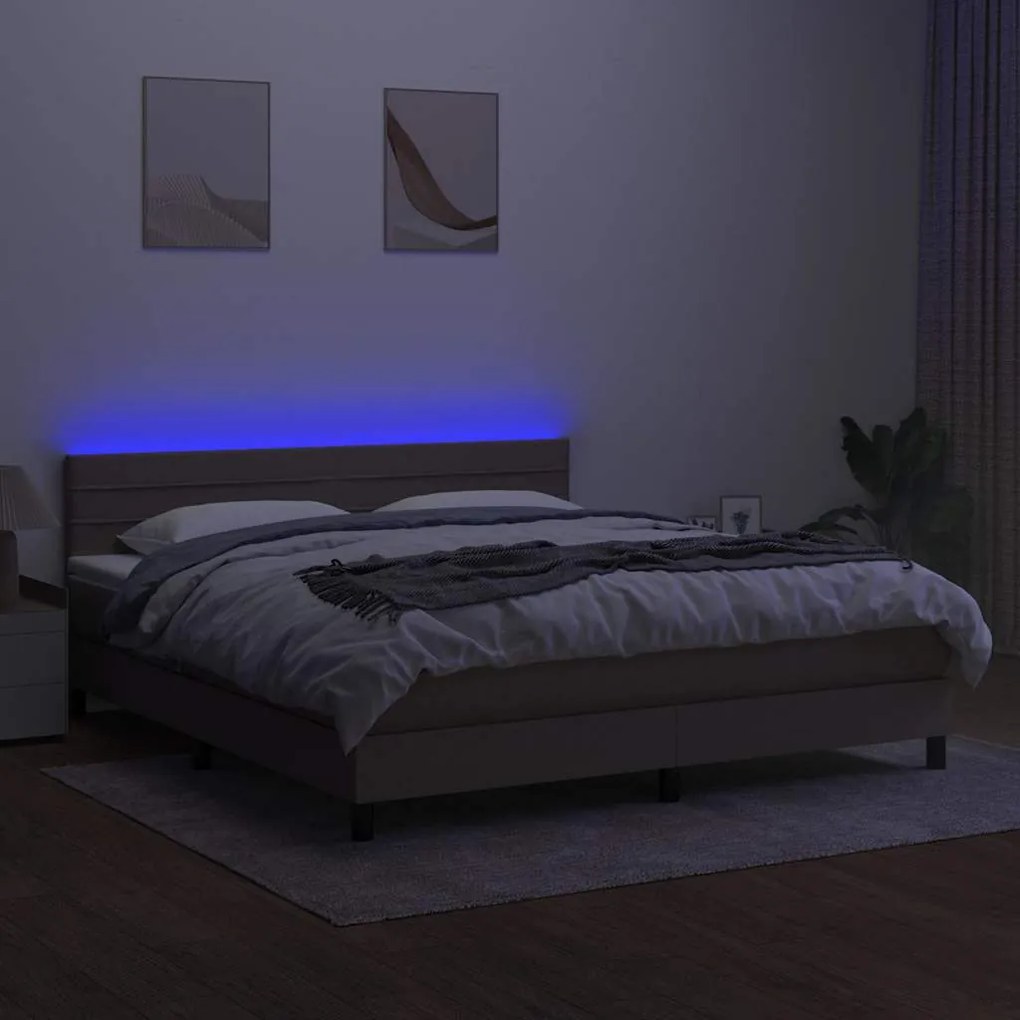 Box spring postel s matrací a LED taupe 160x200 cm textil 3133249