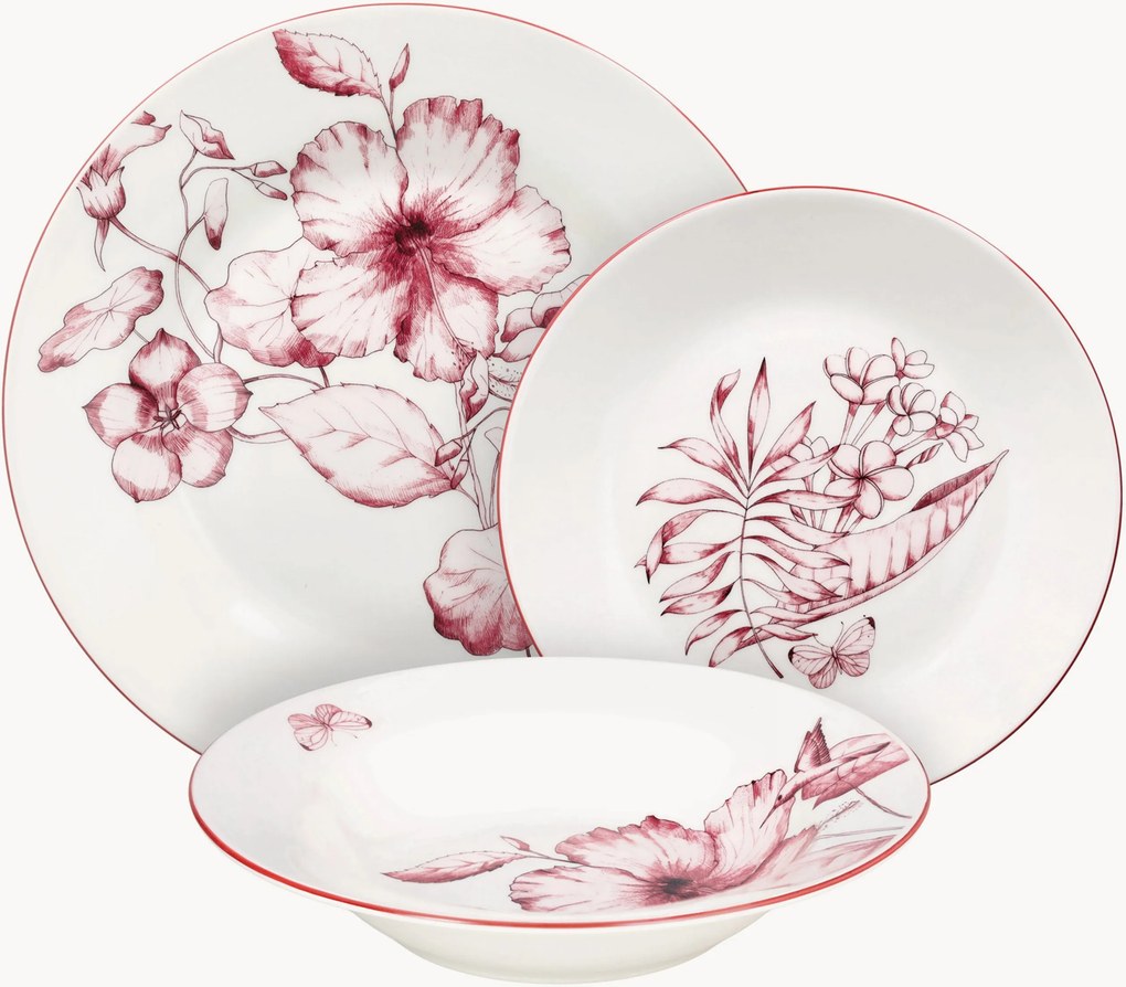 Sada porcelánového nádobí Atollo Colibri, pro 6 osob, 18 dílů