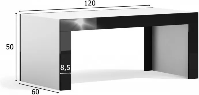 Mazzoni MILA bílá / burgund lesk, konferenční stolek