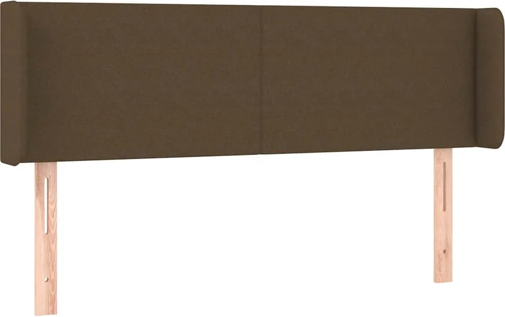 Čelo postele s LED tmavě hnědé 147 x 16 x 78/88 cm textil 3122957