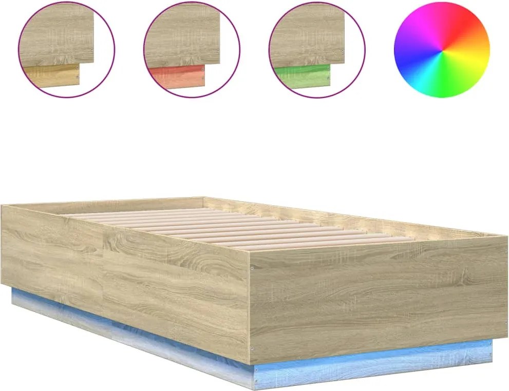Rám postele s LED osvětlením dub sonoma 100 x 200 cm kompozit 3209627