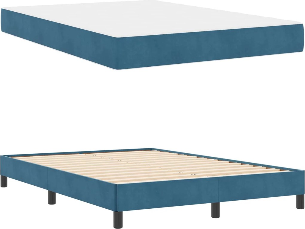 Postel s boxspringem s matrací Tmavě modrá 140 x 200 cm textil 3398699