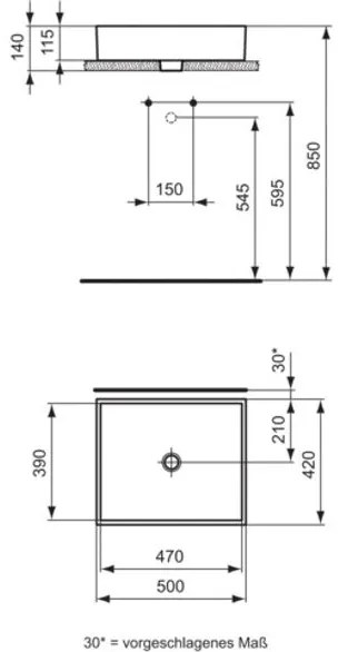 Ideal Standard Strada Umyvadlo na desku 50 cm K077601