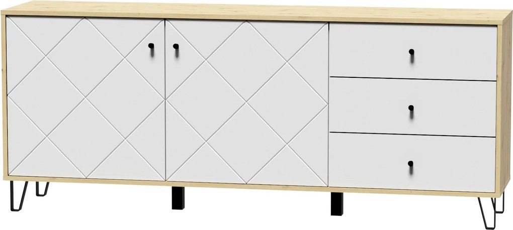 Komoda Bilbao 183 cm dub Artisan/bílá