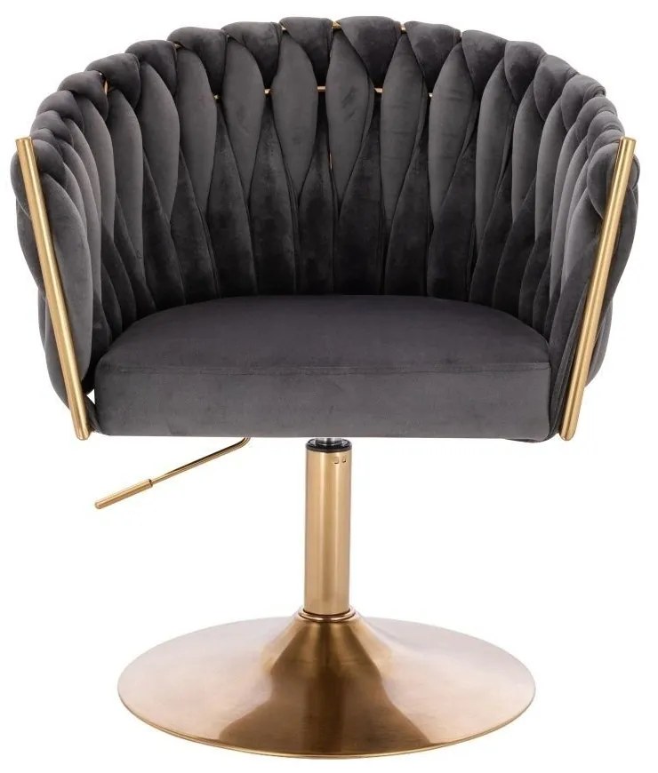 LuxuryForm DESIGN Otočná židle NORDEN VELUR na zlatém talíři - tmavě šedá