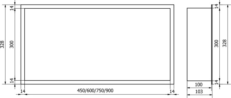 Mexen X-Wall-R, police na zapuštění s přírubou 60 x 30 cm, měděná matná - 19C0603010