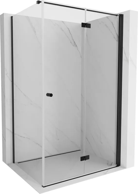 Mexen Mist-F T, 1-křídlý ​​skládací sprchový kout pravý 85 x 95 cm, čiré sklo, černý profil, 8A6T-085-095-70-00-P