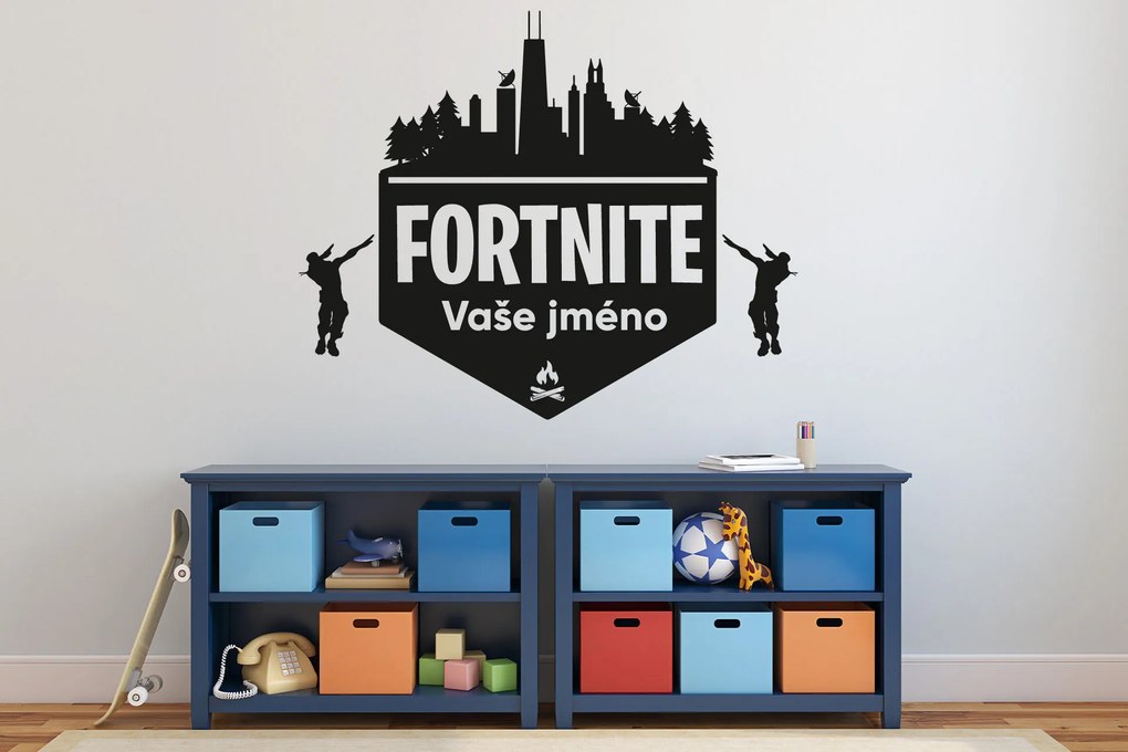 Lepy.cz Samolepka Fortnite + vlastní jméno Velikost (šířka x výška): 70x57cm, Barevná varianta: Krémová