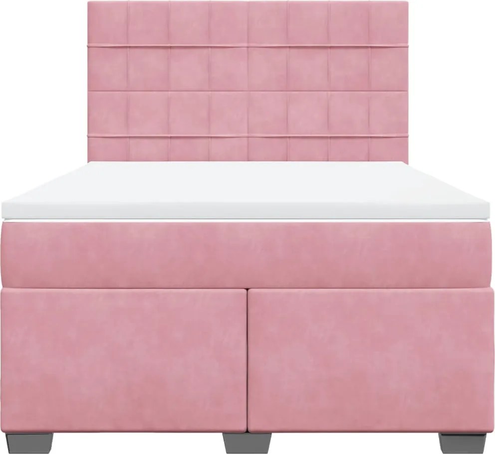 Box spring postel s matrací růžová 140x190 cm samet 3290911